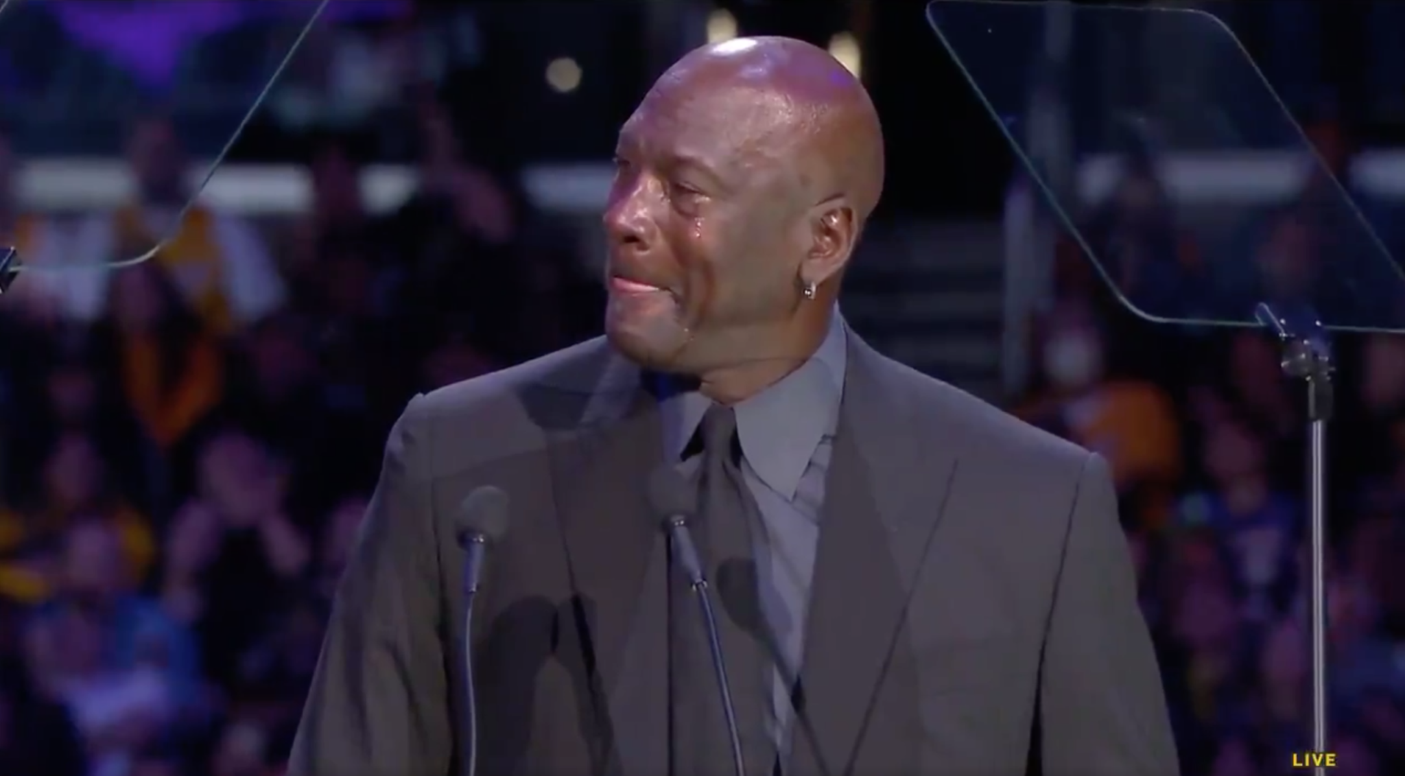 Michael Jordan Jokes About Crying Jordan Meme At Kobe Bryant's Memorial