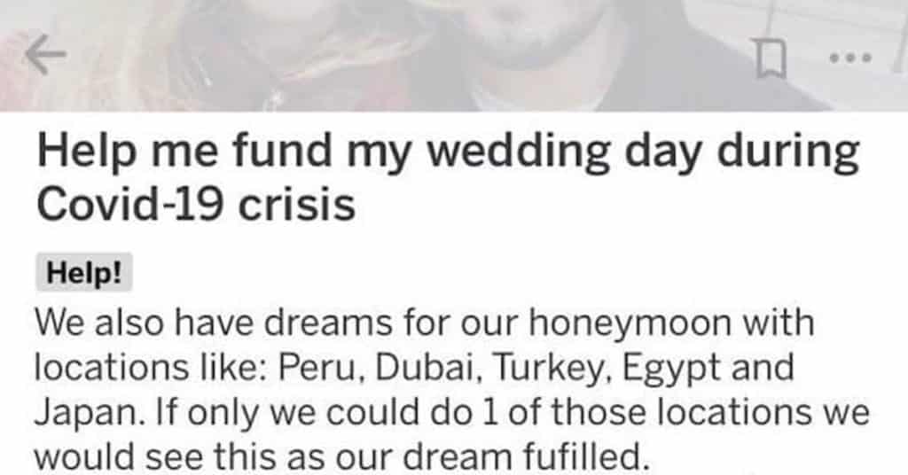 Couple Starts GoFundMe For Dream Wedding Honeymoon During COVID
