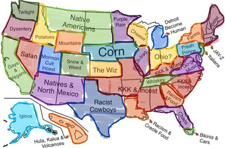 People Are Cracking Up At This Viral Map Of U.S. Cultural Stereotypes