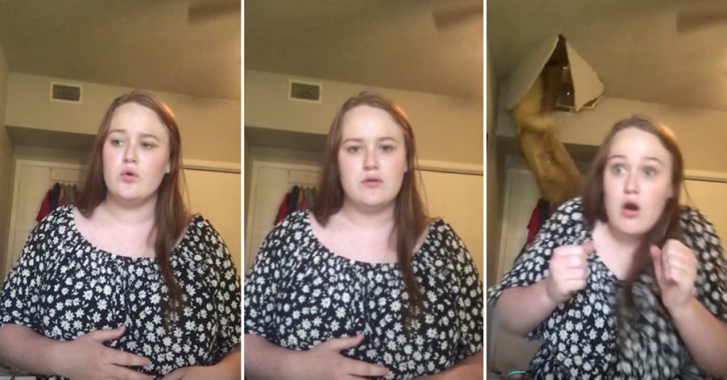Girl Films TikTok And Catches Her Mother Falling Through The Ceiling