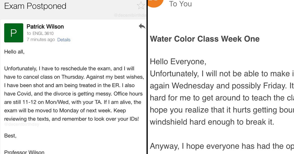 College Students Share Chaotic 2020 Emails From Professors (12 Pics)