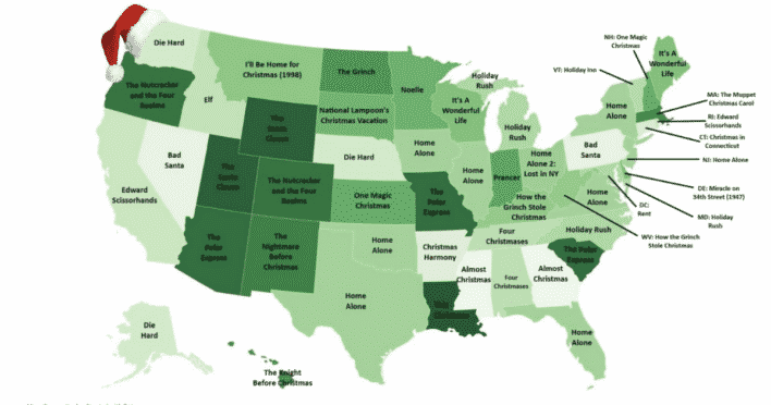 Someone Made A Map Of Each State’s Favorite Christmas Movie