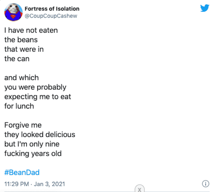Explaining Bean Dad Via Funny Tweets About 2021's First Main Character