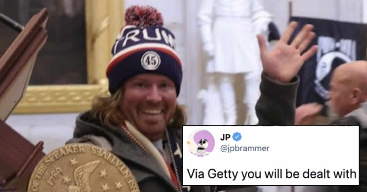 People Really Think This Trump Supporting Looter Is Named 'Via Getty'