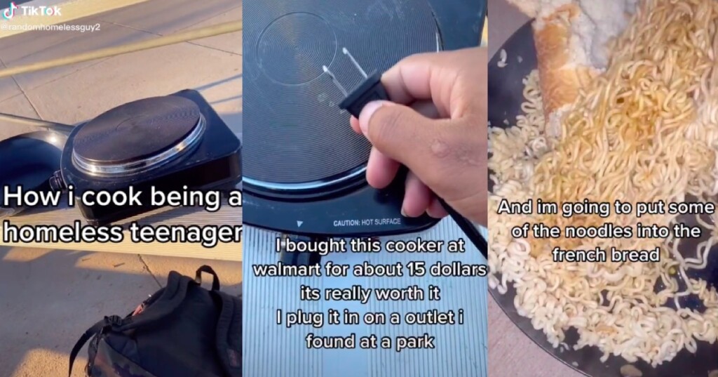 A Homeless Teenager Shows People How He Cooks Outside On TikTok