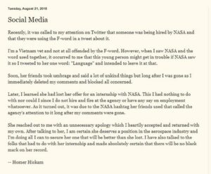 Woman Loses NASA Internship After Unfortunate String Of Tweets