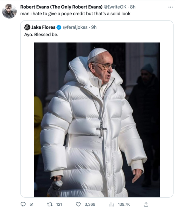 AI Generated Image Of The Pope In A Fly Puffer Coat Manages To Trick ...