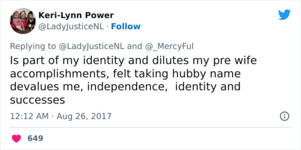 Id Really Like To Hear The Reasoning Behind Women Who Wont Take Their Husbands Last Name